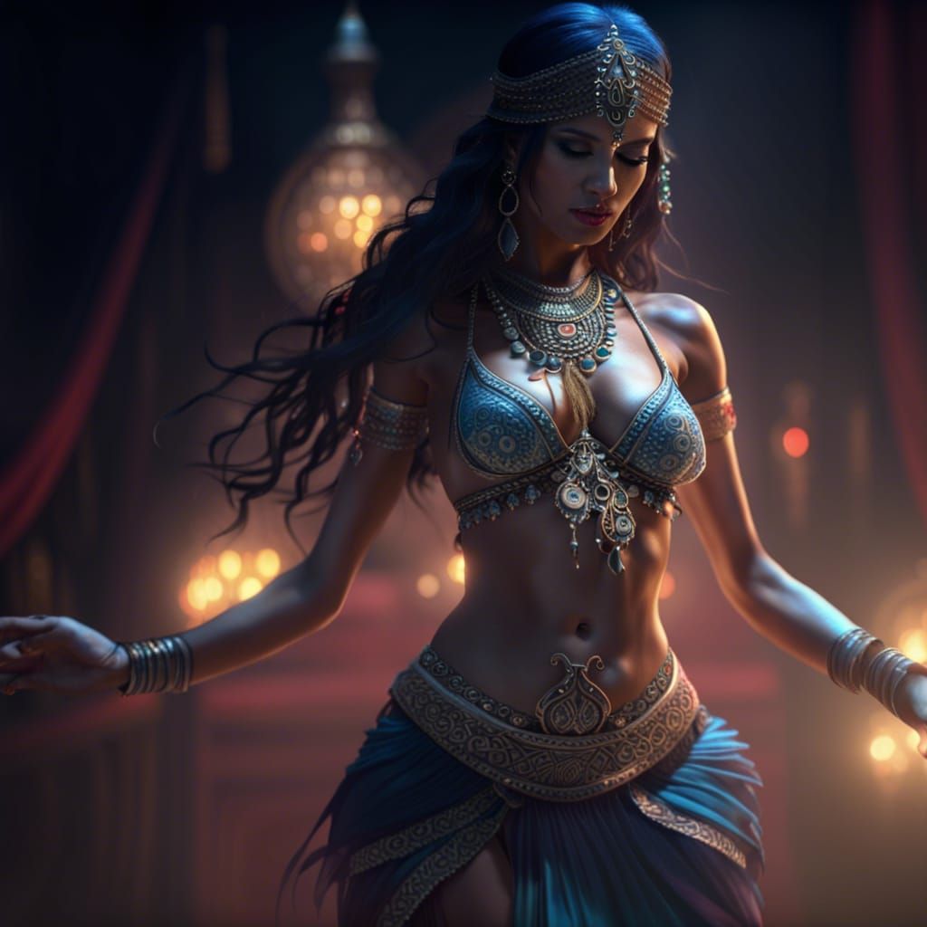 Blue belly dancer - AI Generated Artwork - NightCafe Creator