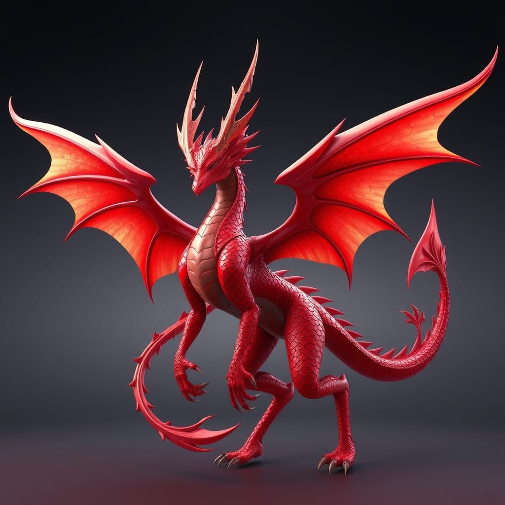 Red Nyx with Dragon Wings in Anime Style - AI Art