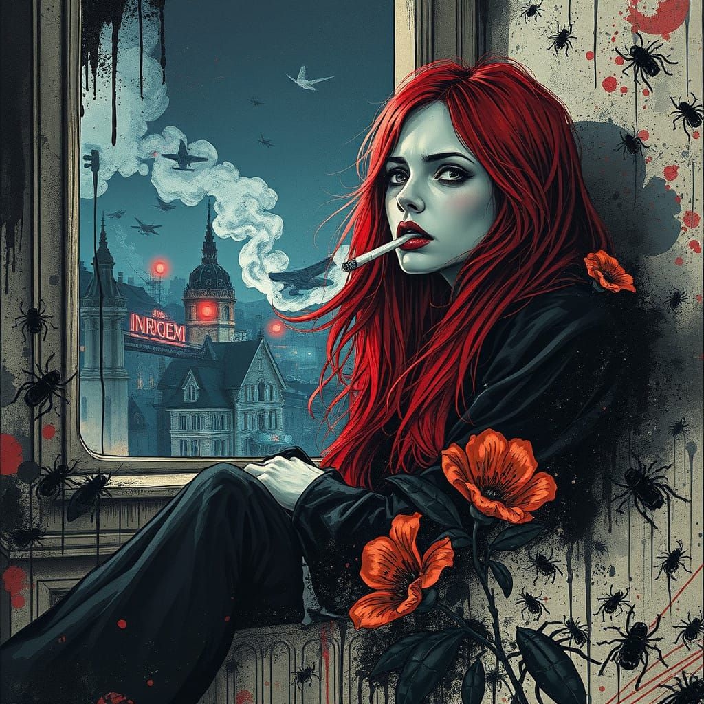 Morbid Life - Surreal Urbanpunk Scene of a Melancholic Woma...