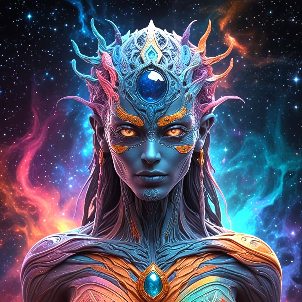 Cosmic Entity Masterpiece in Vibrant Spectral Colo... - AI Art