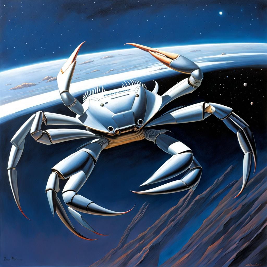 Remake. Space crab, by Ralph McQuarrie 2 - AI Generated Artwork - NightCafe Creator
