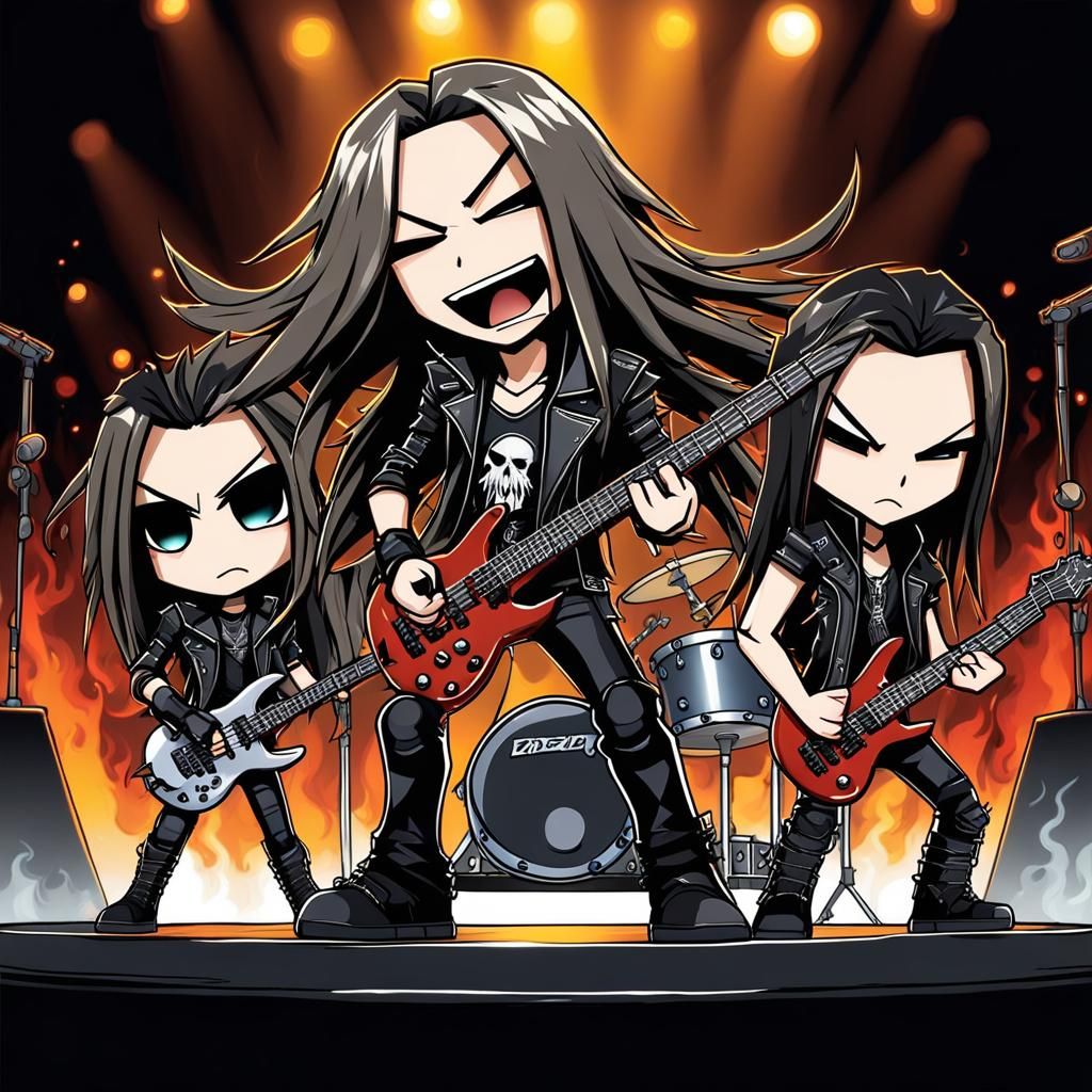 A chibi metal band - AI Generated Artwork - NightCafe Creator
