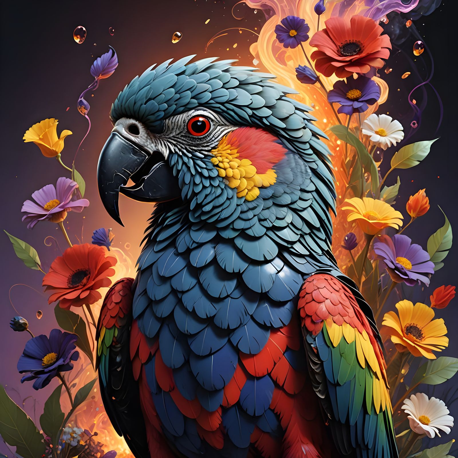 Beauty in colors! 🦜 - Vibrant Amazon Parrot Masterpiece wit...