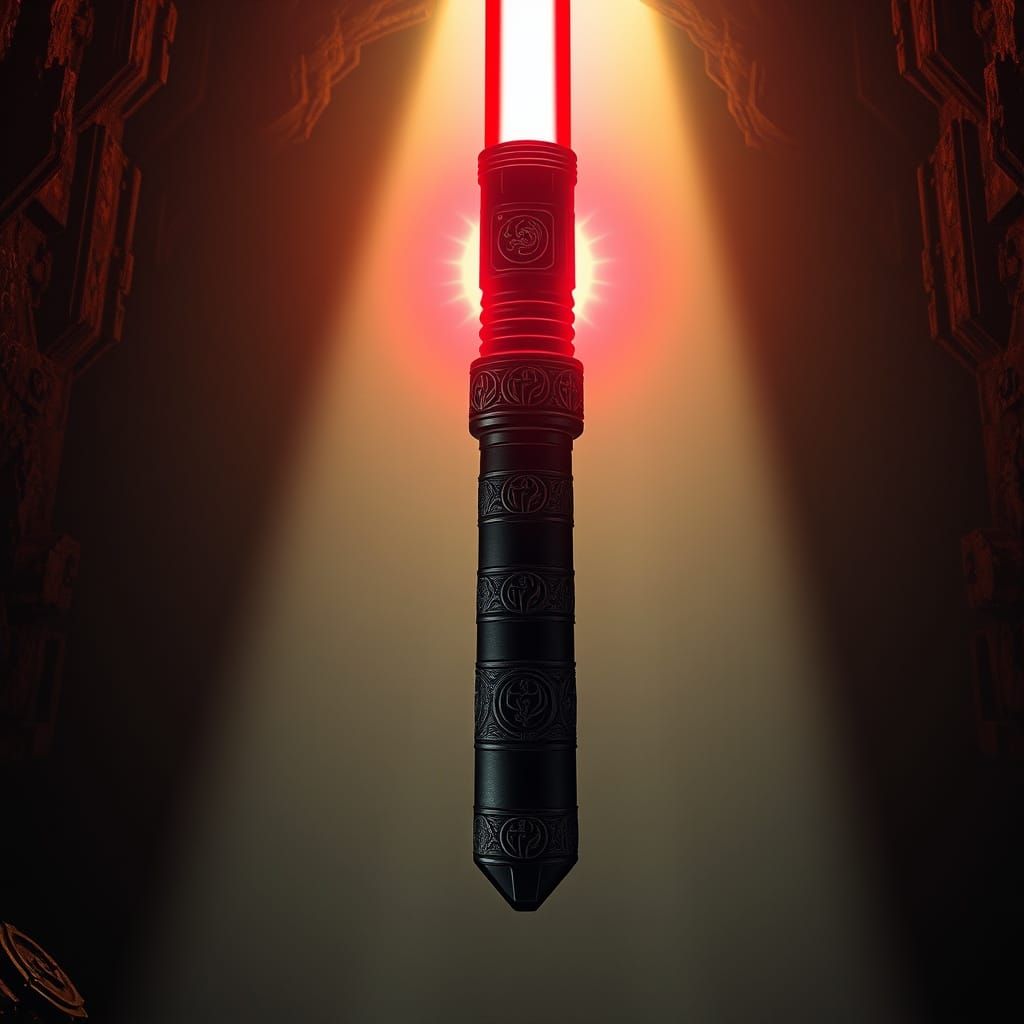 Ancient Sith Lightsaber in Dark, Golden Light - AI Art