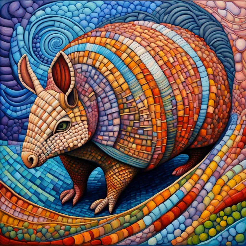 armadillo mosaic - AI Generated Artwork - NightCafe Creator