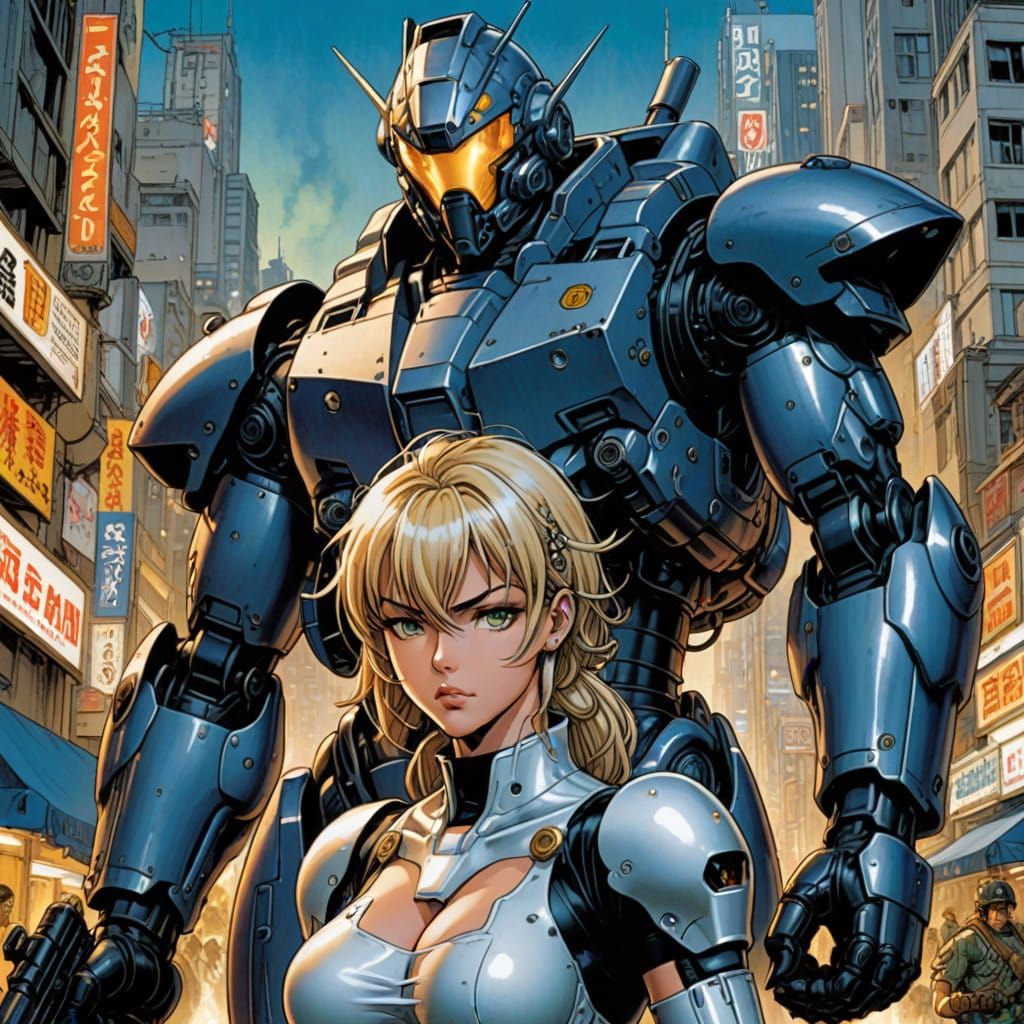 Cyberpunk Mecha Girls in a Futuristic Cityscape - AI Art