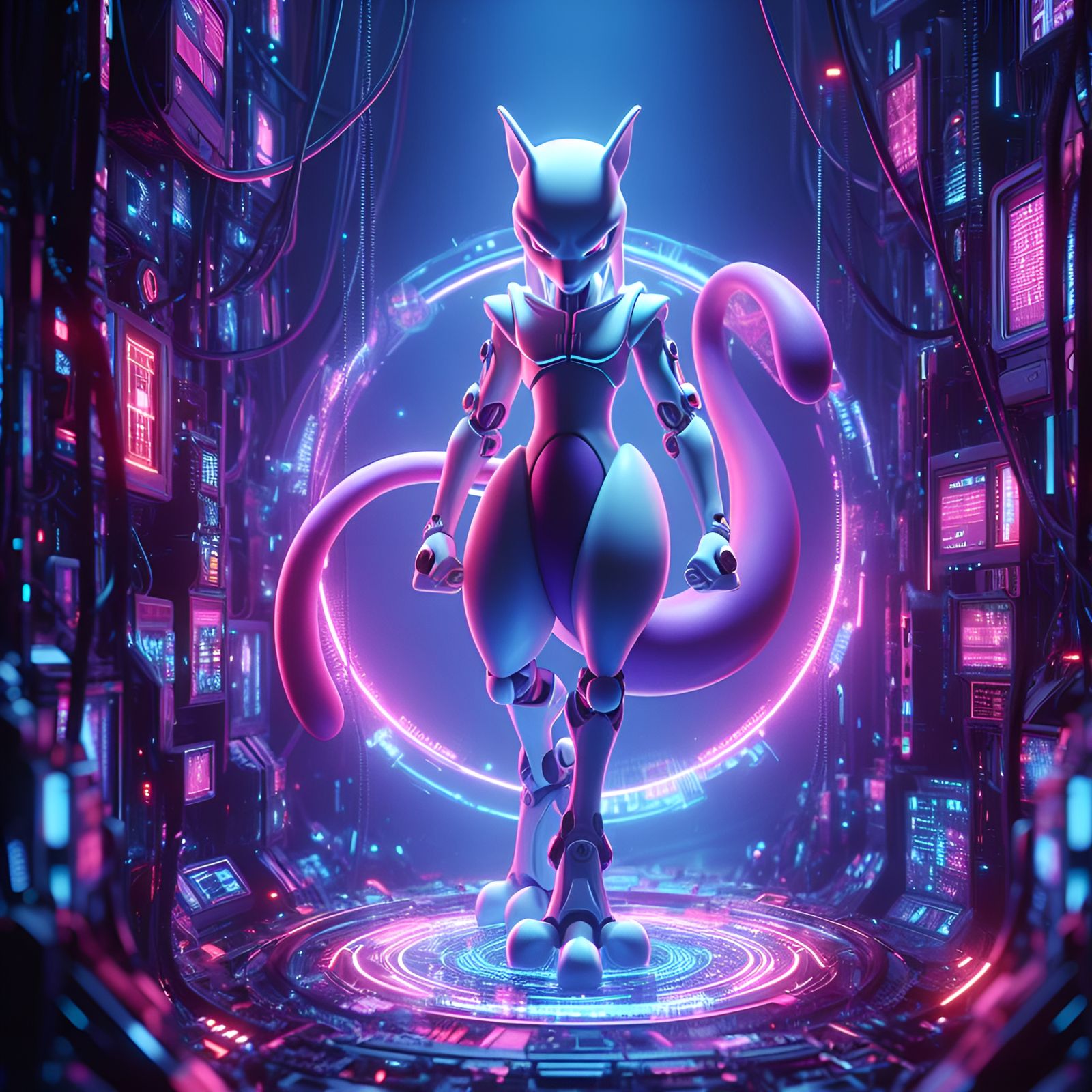 Cyberpunk Mewtwo - AI Generated Artwork - NightCafe Creator