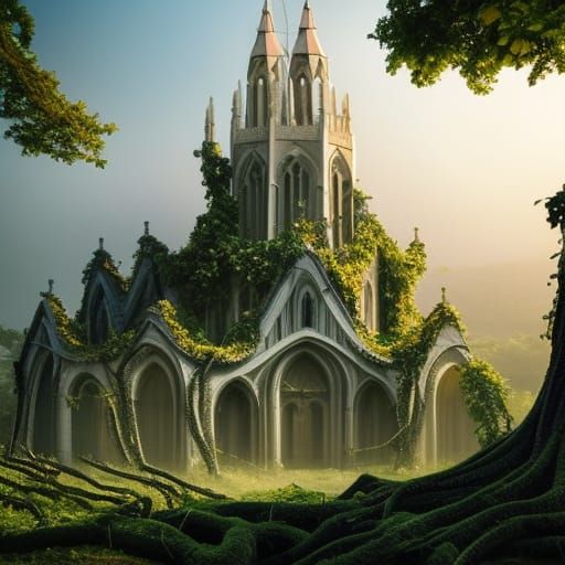Overgrown Cathedral - AI Generated Artwork - NightCafe Creator
