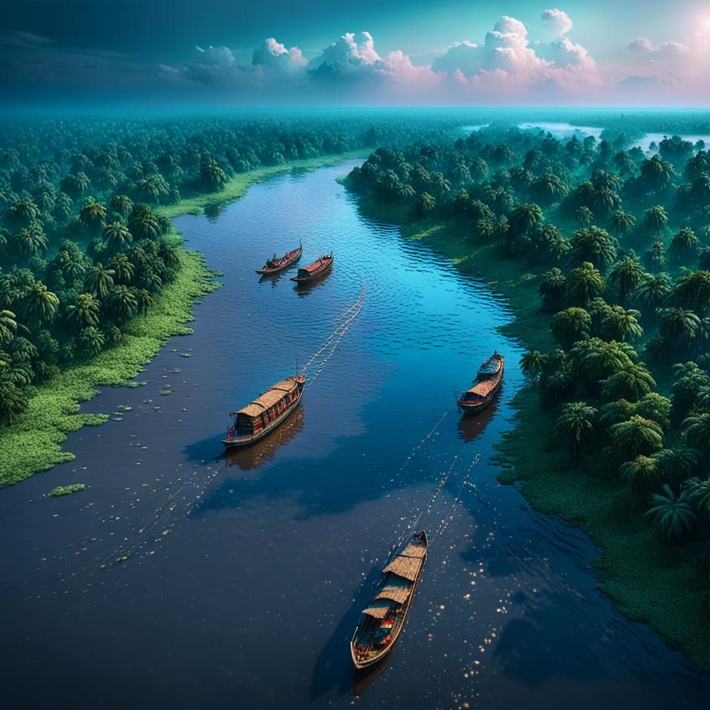 The Padma River, Bangladesh. - AI Generated Artwork - NightCafe Creator