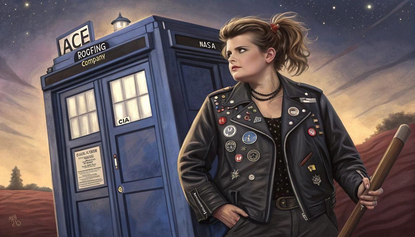 Ace - Cyberpunk Female Ace in Front of Tardis