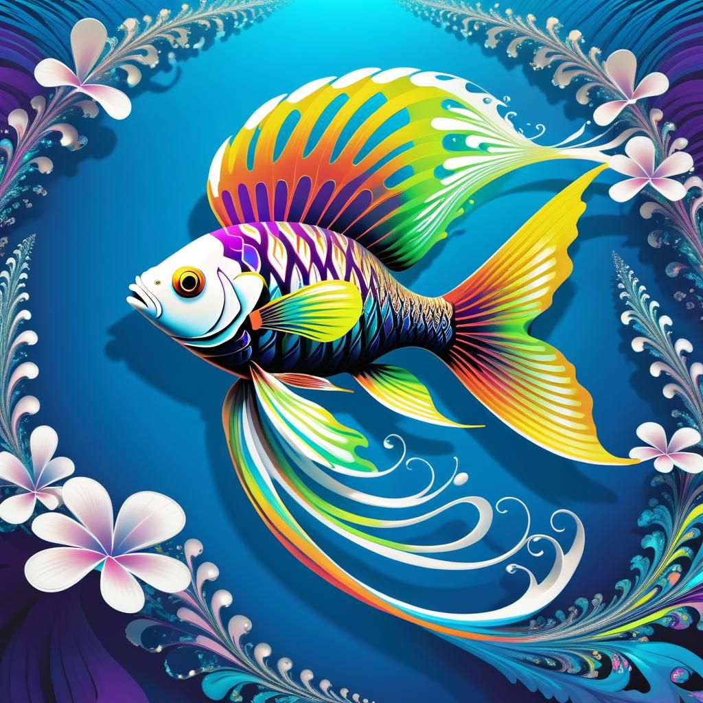Fractal patterned Fish with psychedelic neon colours - AI Generated ...