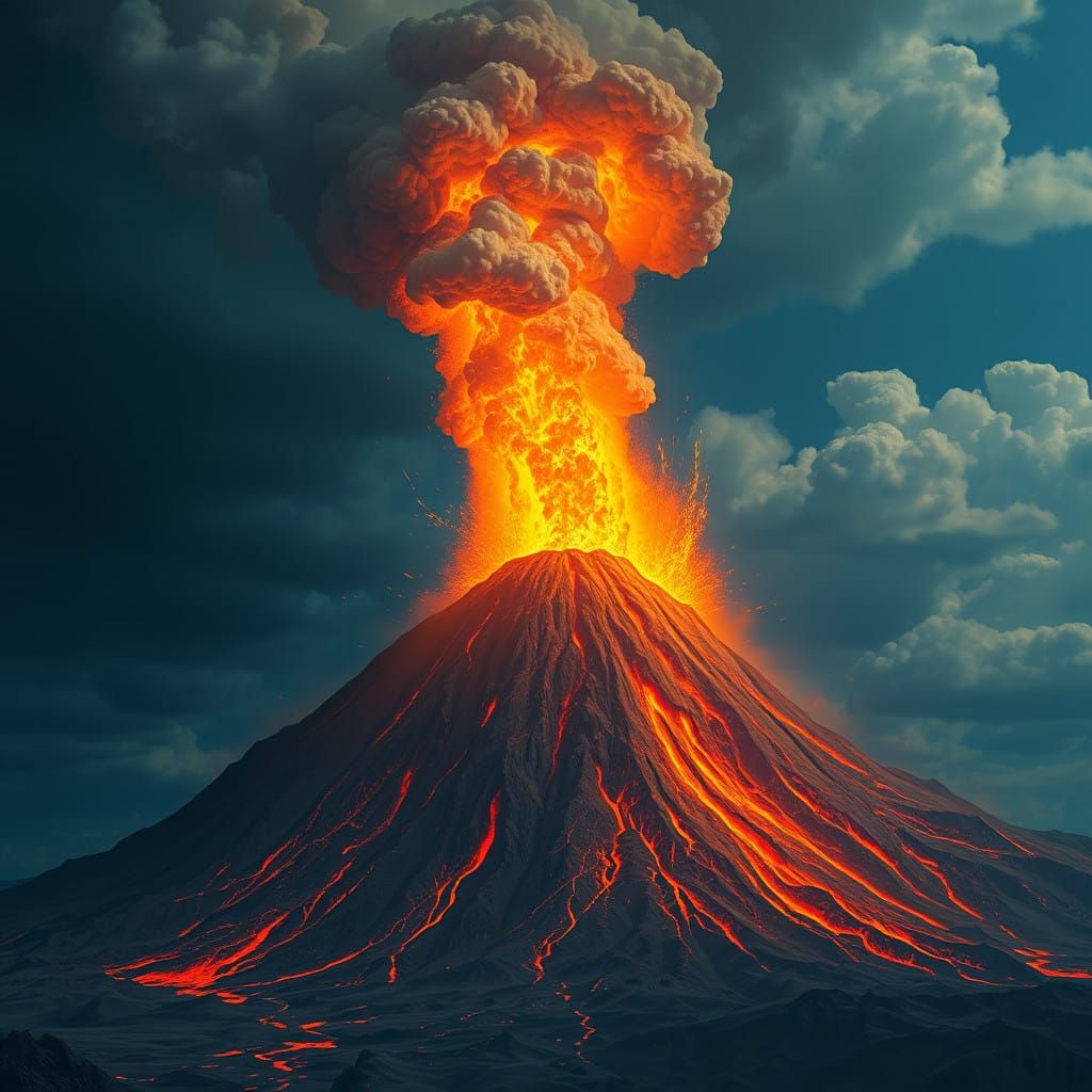 Hyper-Realistic Magma Giant Erupts from Colossal V... - AI Art