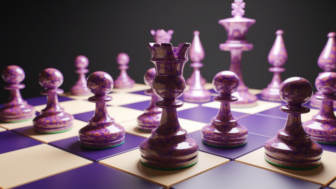 Ethereal Floral Wedgwood Chess Set on Majestic Boa... - AI Art