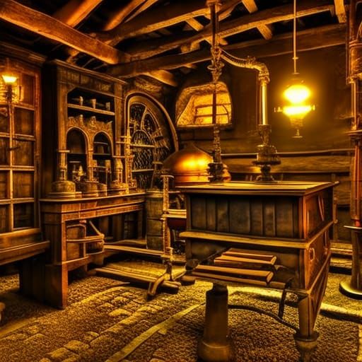 ancient alchemy laboratory - AI Generated Artwork - NightCafe Creator