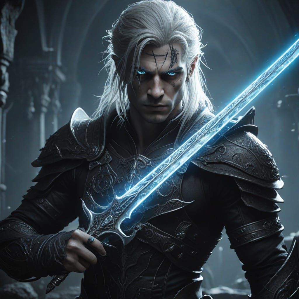 Gothic God of Death with Ethereal Sword - AI Art