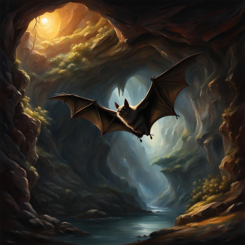 A bat in a cave - AI Generated Artwork - NightCafe Creator