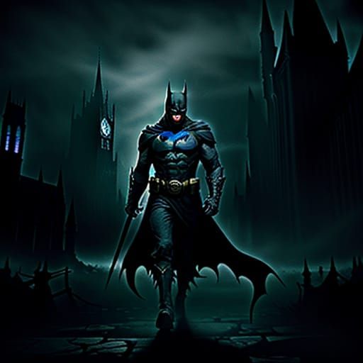 Dark Fantasy Batman Conjures Ghostly Vortex in Rui... - AI Art