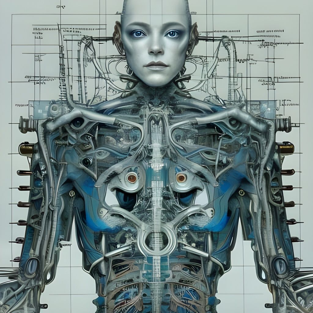 Cyborg Blueprint 1 - AI Generated Artwork - NightCafe Creator
