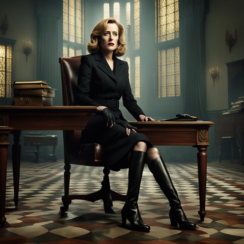 Gillian Anderson is the ultimate well-endowed secretary dressed in ...