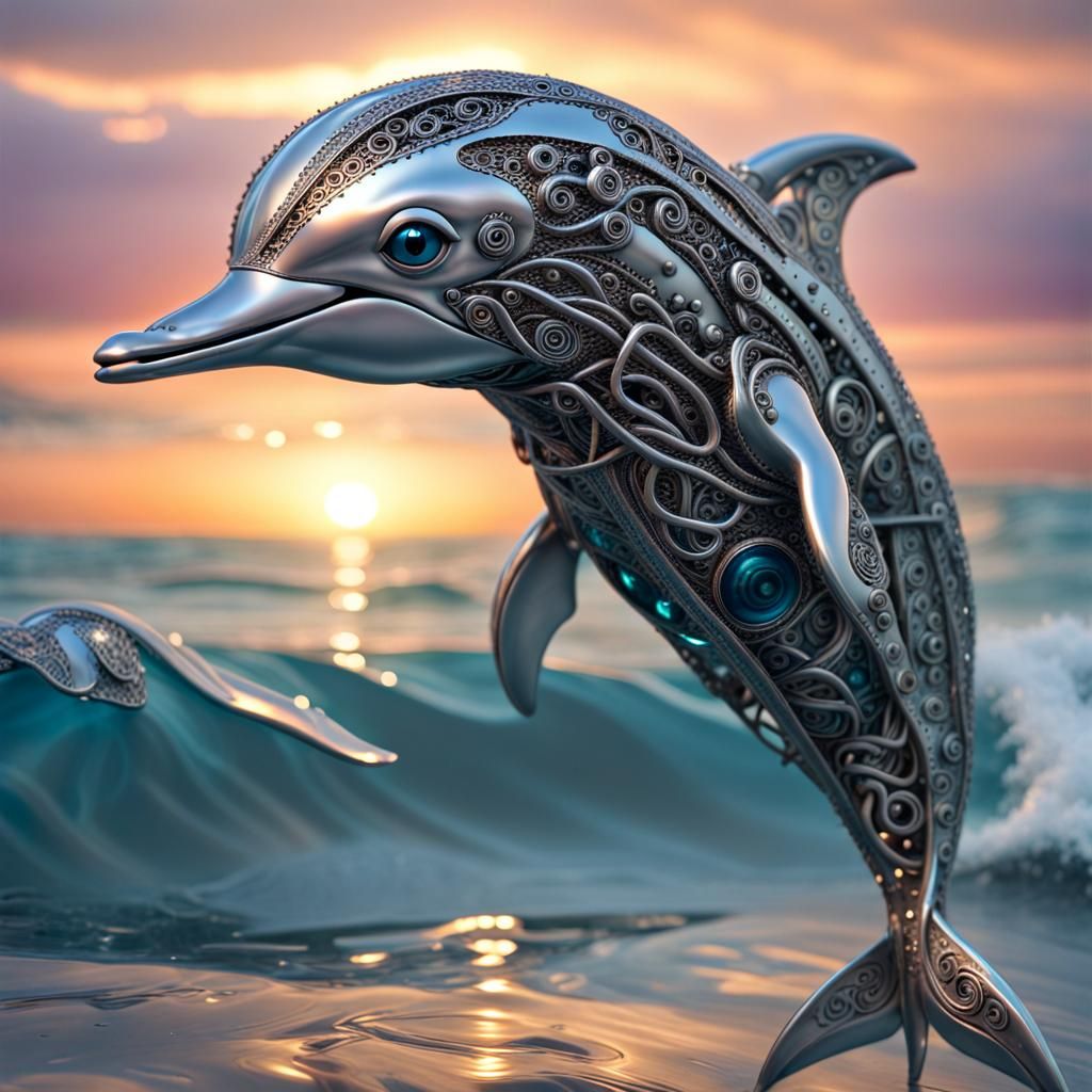 Metal Dolphin - AI Generated Artwork - NightCafe Creator
