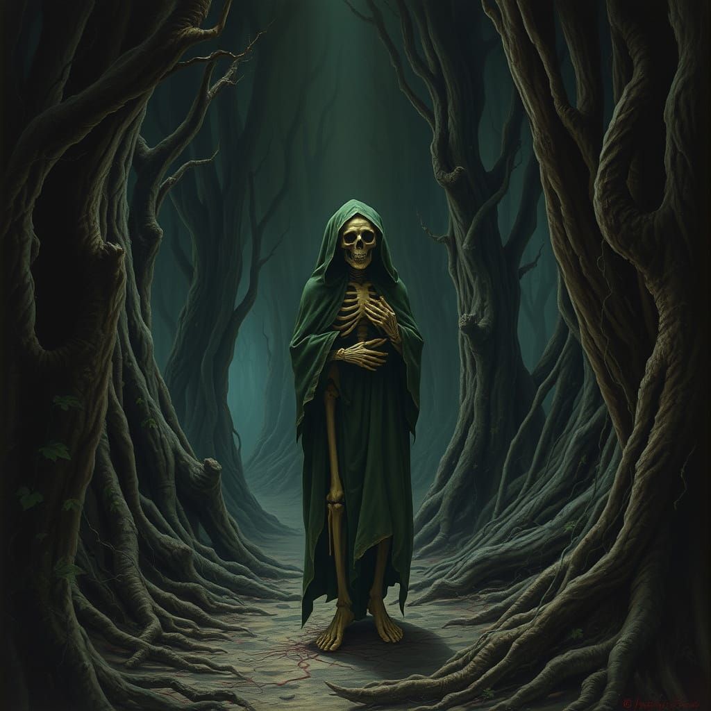 SKELETON - Haunted Skeleton in a Dark, Gothic Forest