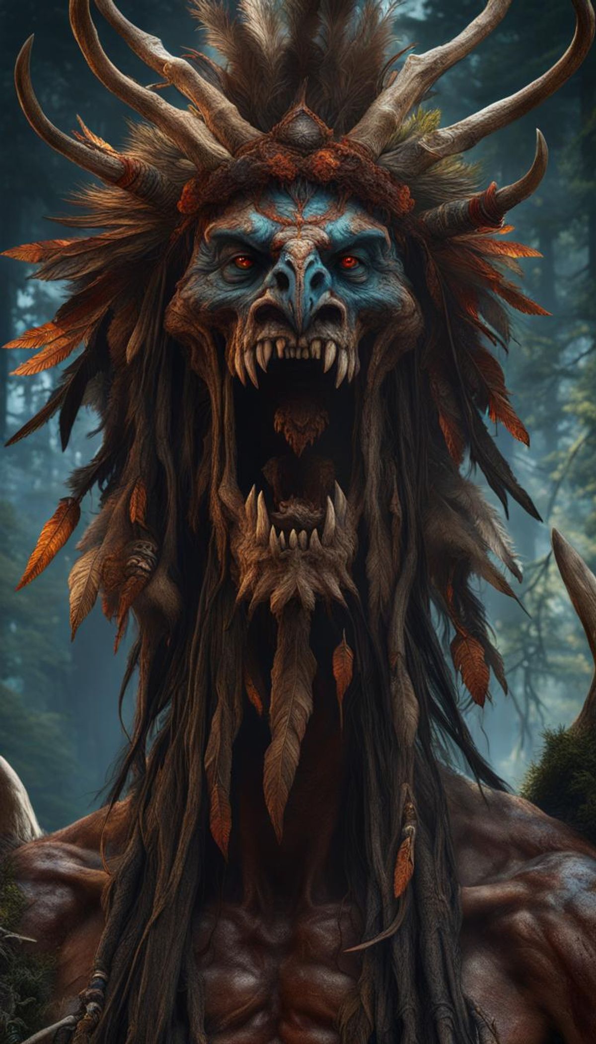 SCREAMING MONSTER WENDIGO 1 - AI Generated Artwork - NightCafe Creator