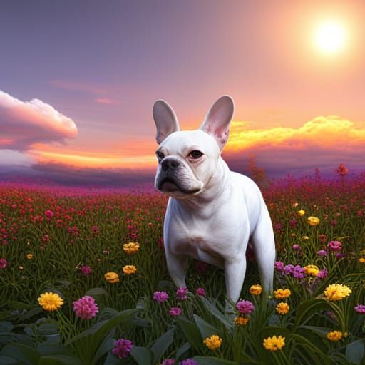 Frenchie at sunset - AI Generated Artwork - NightCafe Creator