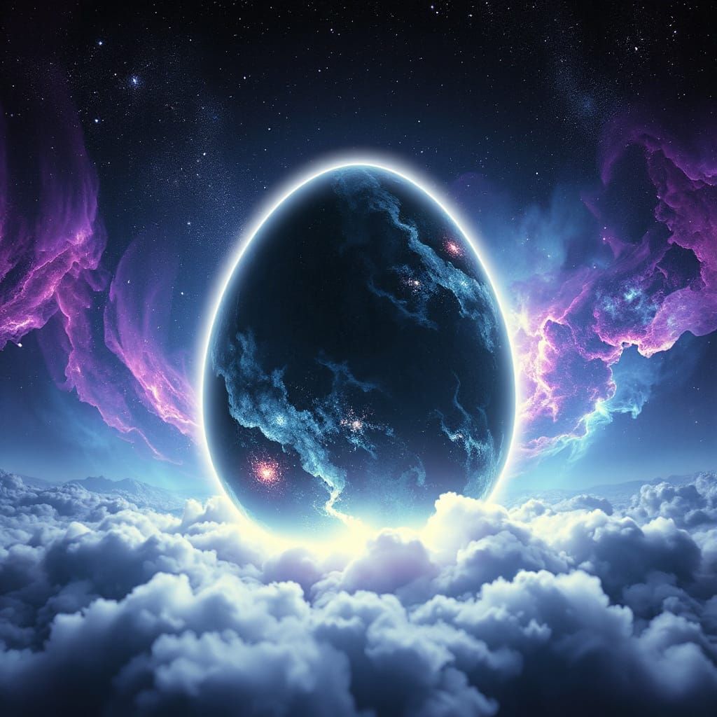 A new universe - Epic Cosmic Egg in Celestial Galaxy Backgro...