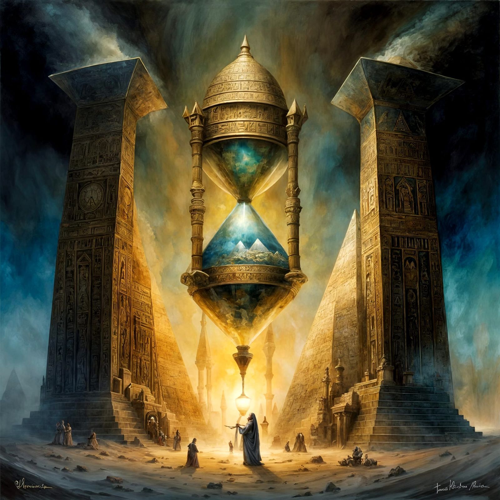 Ancient Hourglass, pyramids within - Ancient Hourglass with ...