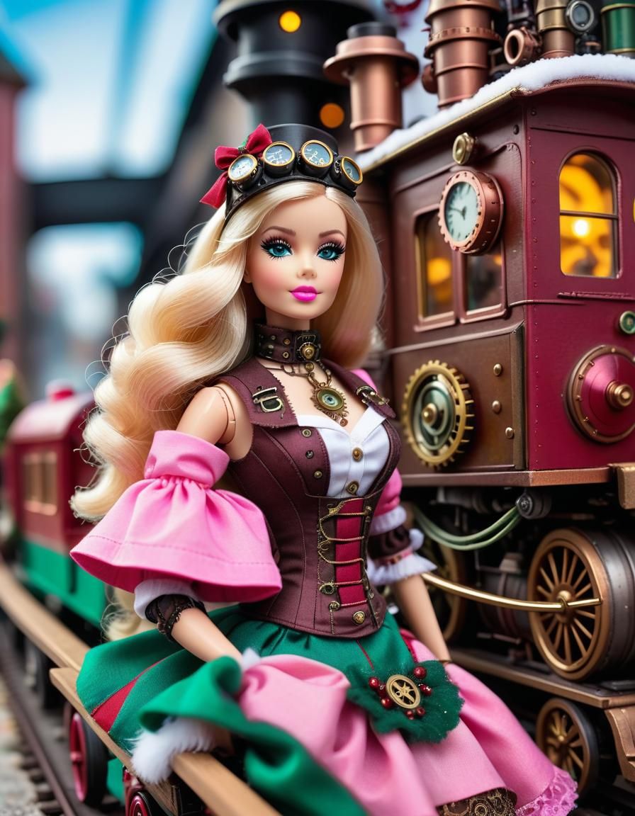 Steampunk Barbie’s Christmas Train - AI Generated Artwork - NightCafe ...
