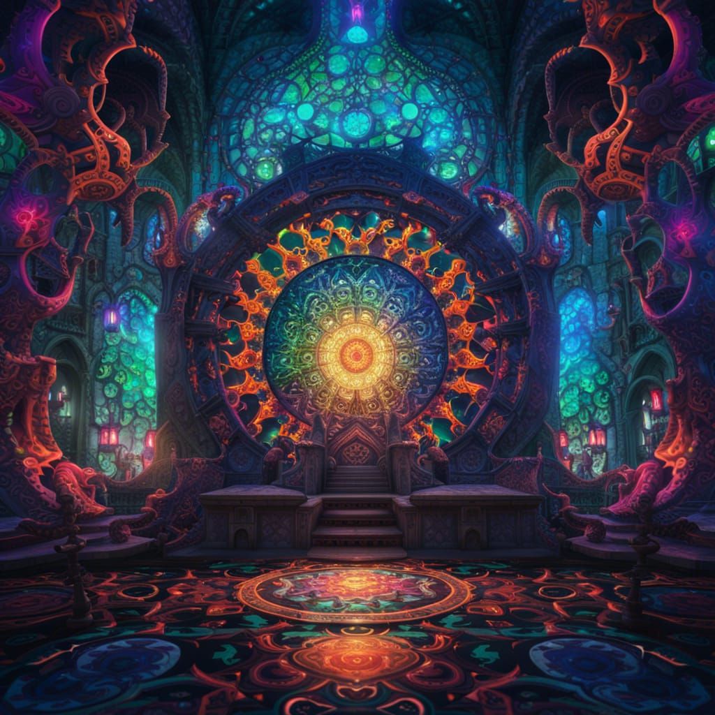 A psychedelic chakra in the centre in A dark fantasy ancient ...