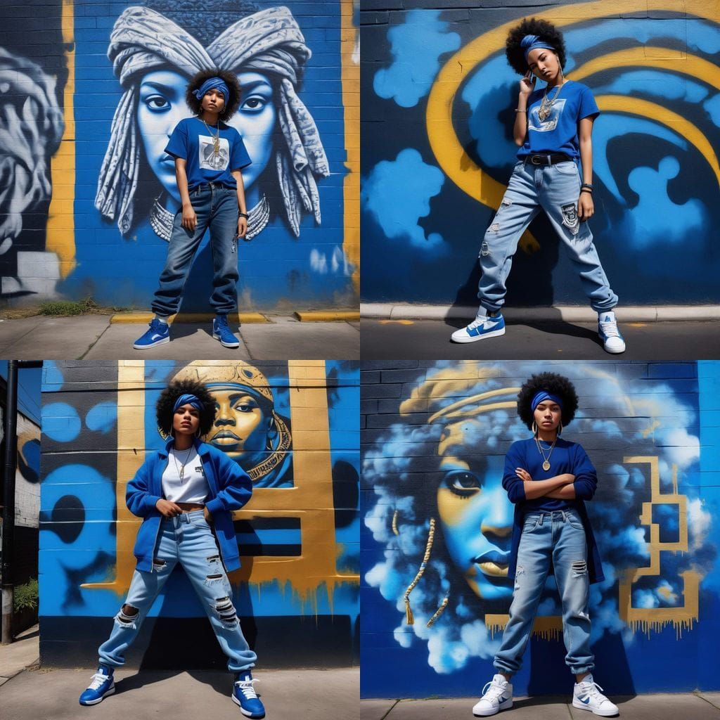 a hyper-real image of an Afro-Latina woman, standing in full-length ...