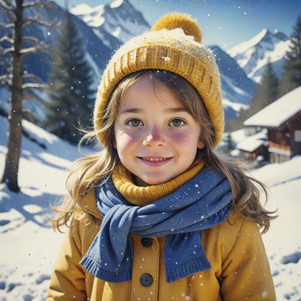 Sunny Cold Season. A portrait of a little Girl that conveys the moment ...