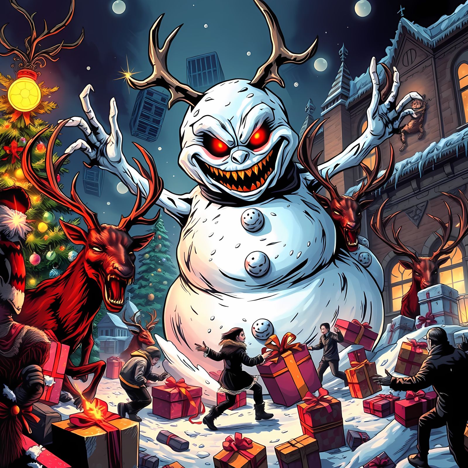 A chaotic Christmas - Evil Snowman and Reindeer Unleash Holi...