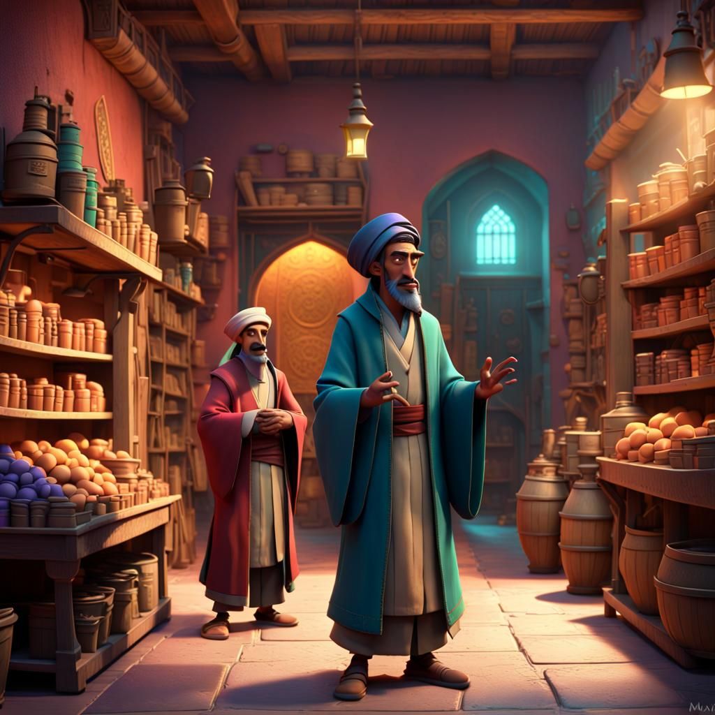 Finally, Ibn Sina arrive at a secret shop guarded by menacing thugs ...
