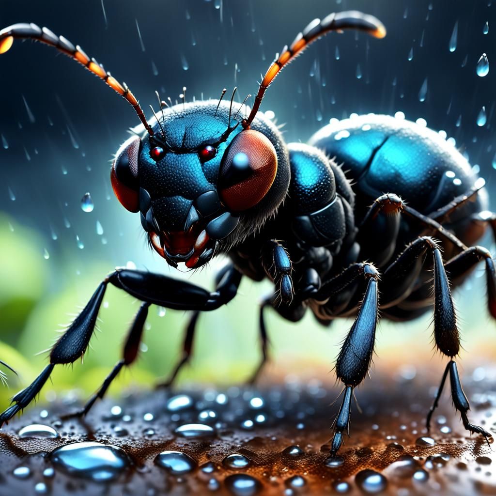 Macro photography: An extreme close-up of a black ant - AI Generated ...