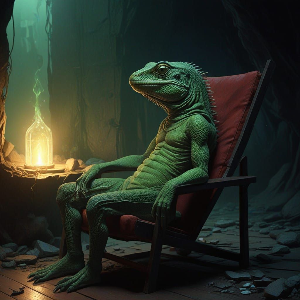 Cyberpunk Lizard in Cave Paradiso - AI Art