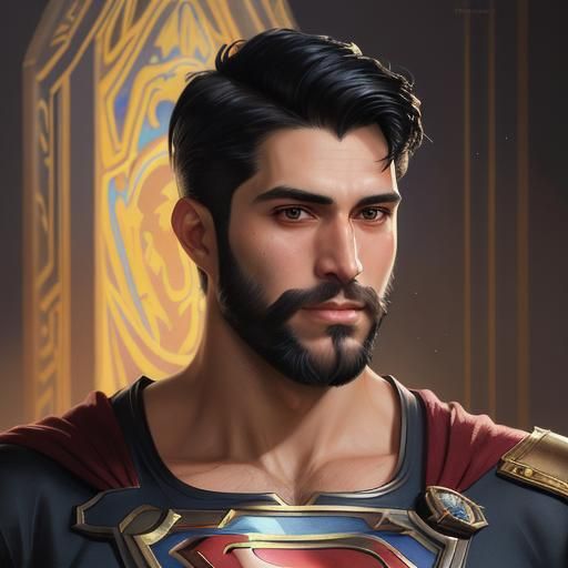 Handsome lovely Superman with black hair and beard - AI Generated ...