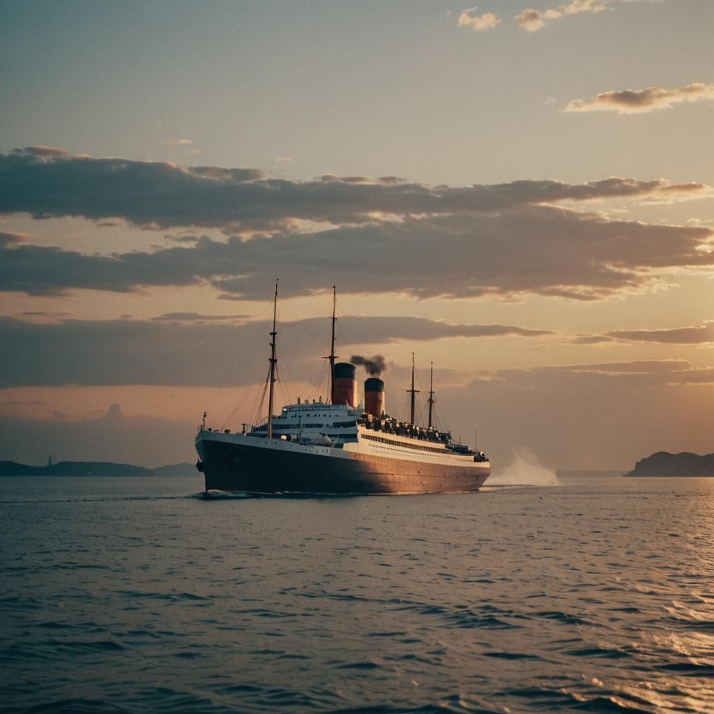 Steam ship ocean liner in the sunset - AI Generated Artwork - NightCafe ...
