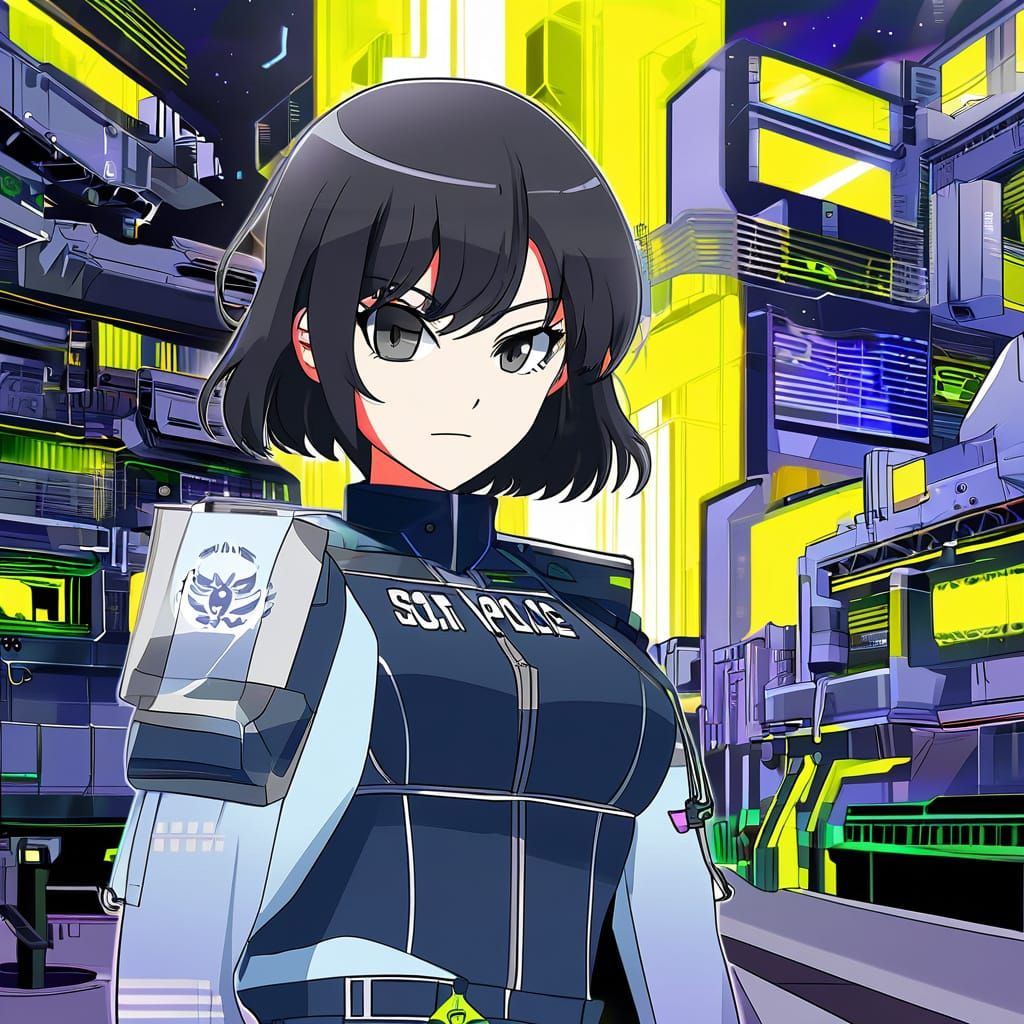 Anime scifi police officer... - Anime scifi police officer.....