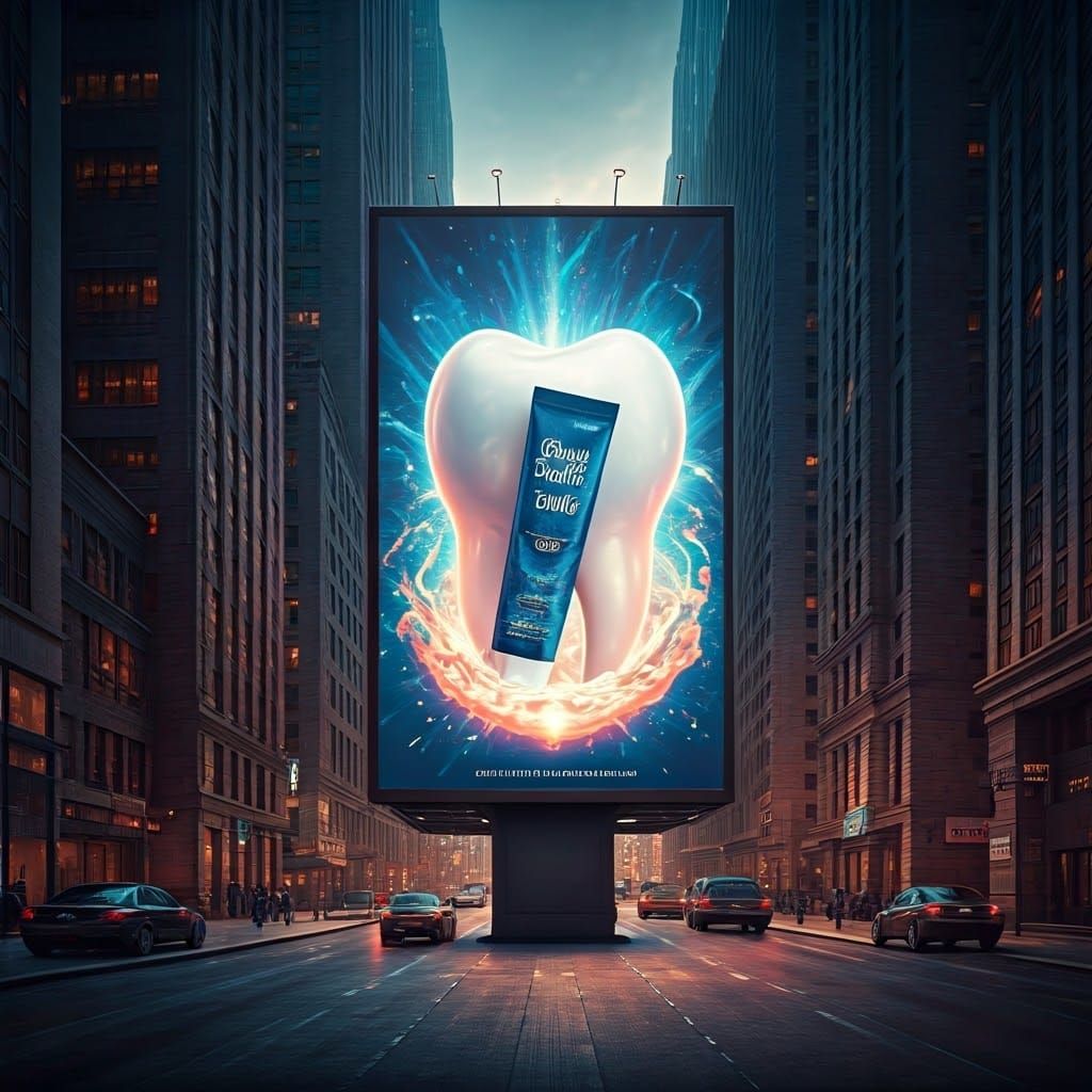 A silly advert of touth paste that transform teath to brilliant white ...