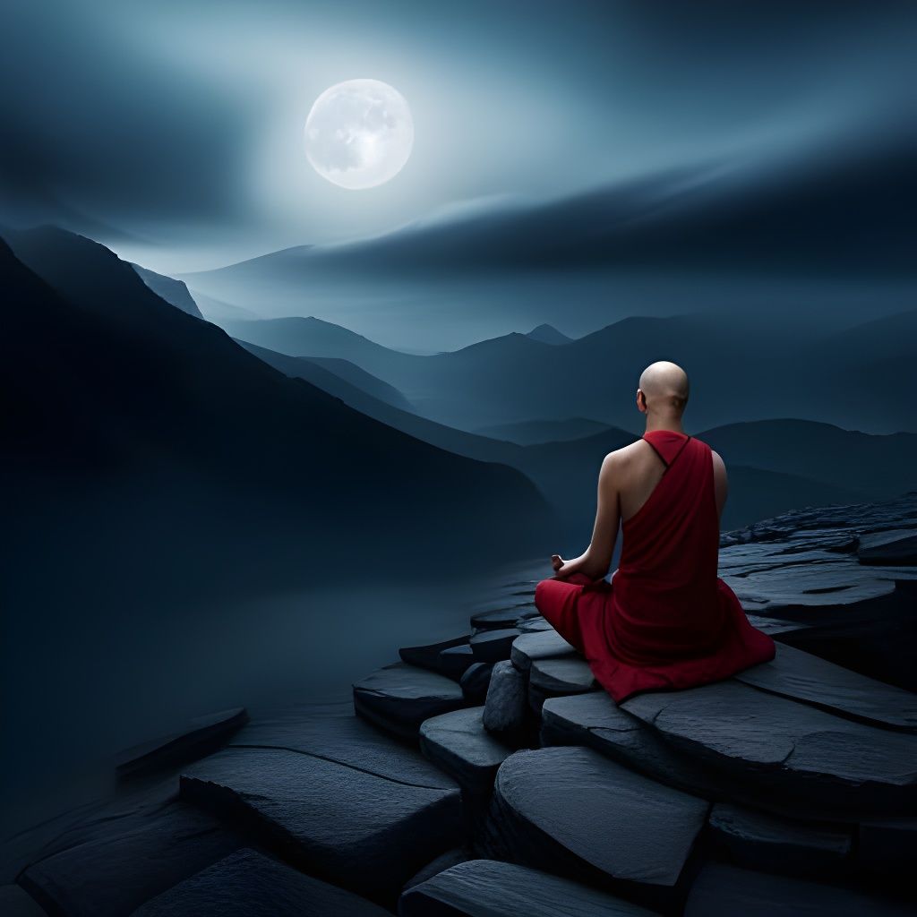 Powerful monk meditating - AI Generated Artwork - NightCafe Creator