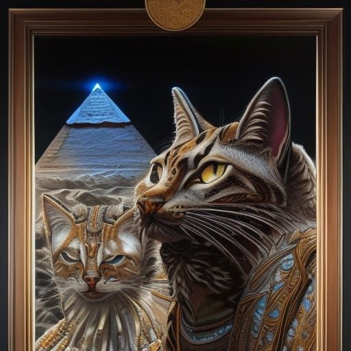The lynx journey to the pyramids - AI Generated Artwork - NightCafe Creator