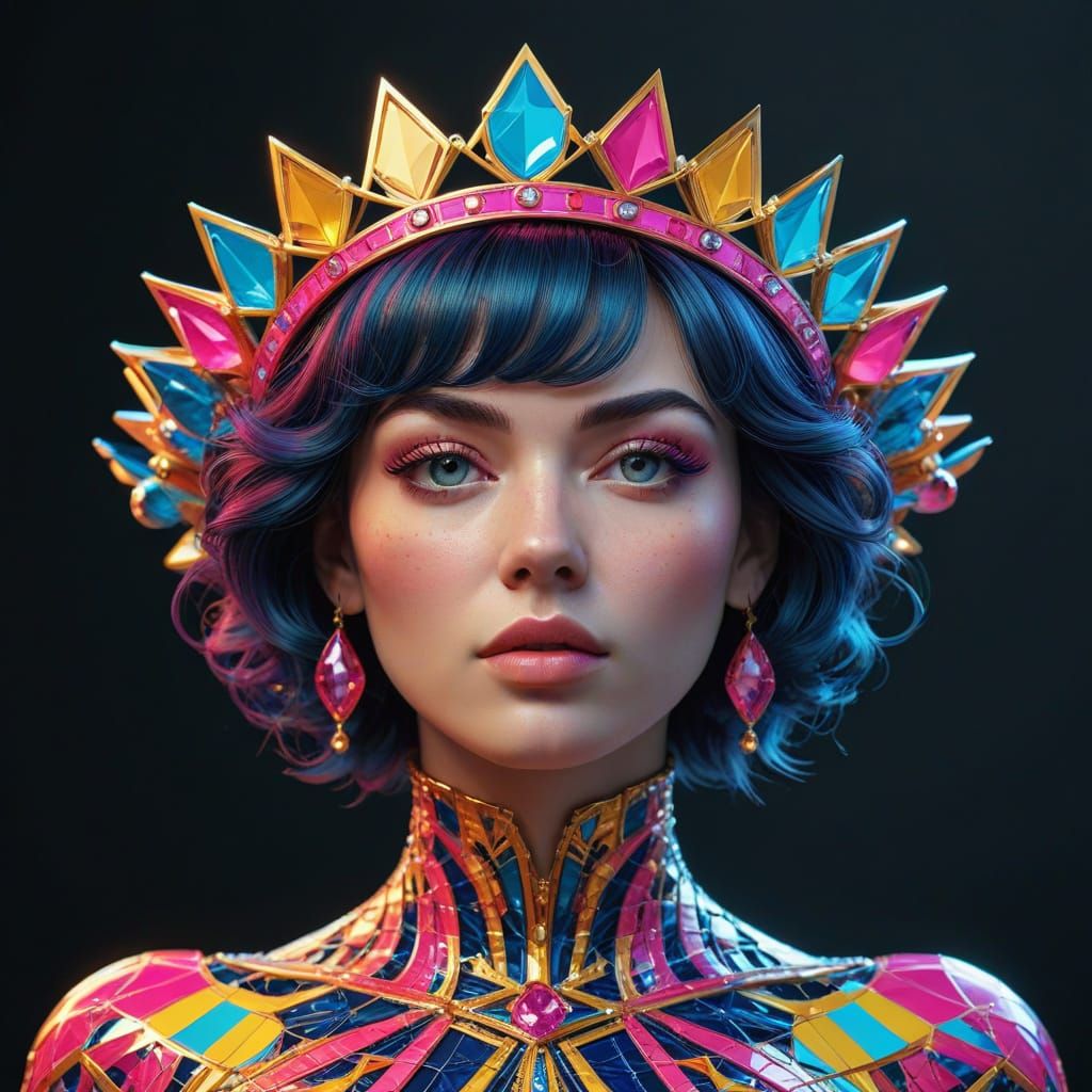 Feminine 2D Crown in Vibrant Pop Art Style - AI Art
