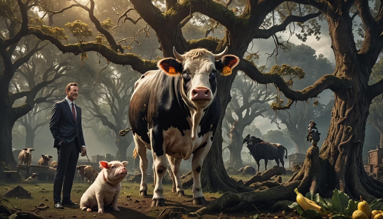 a very big cow and other creatures - AI Generated Artwork - NightCafe ...