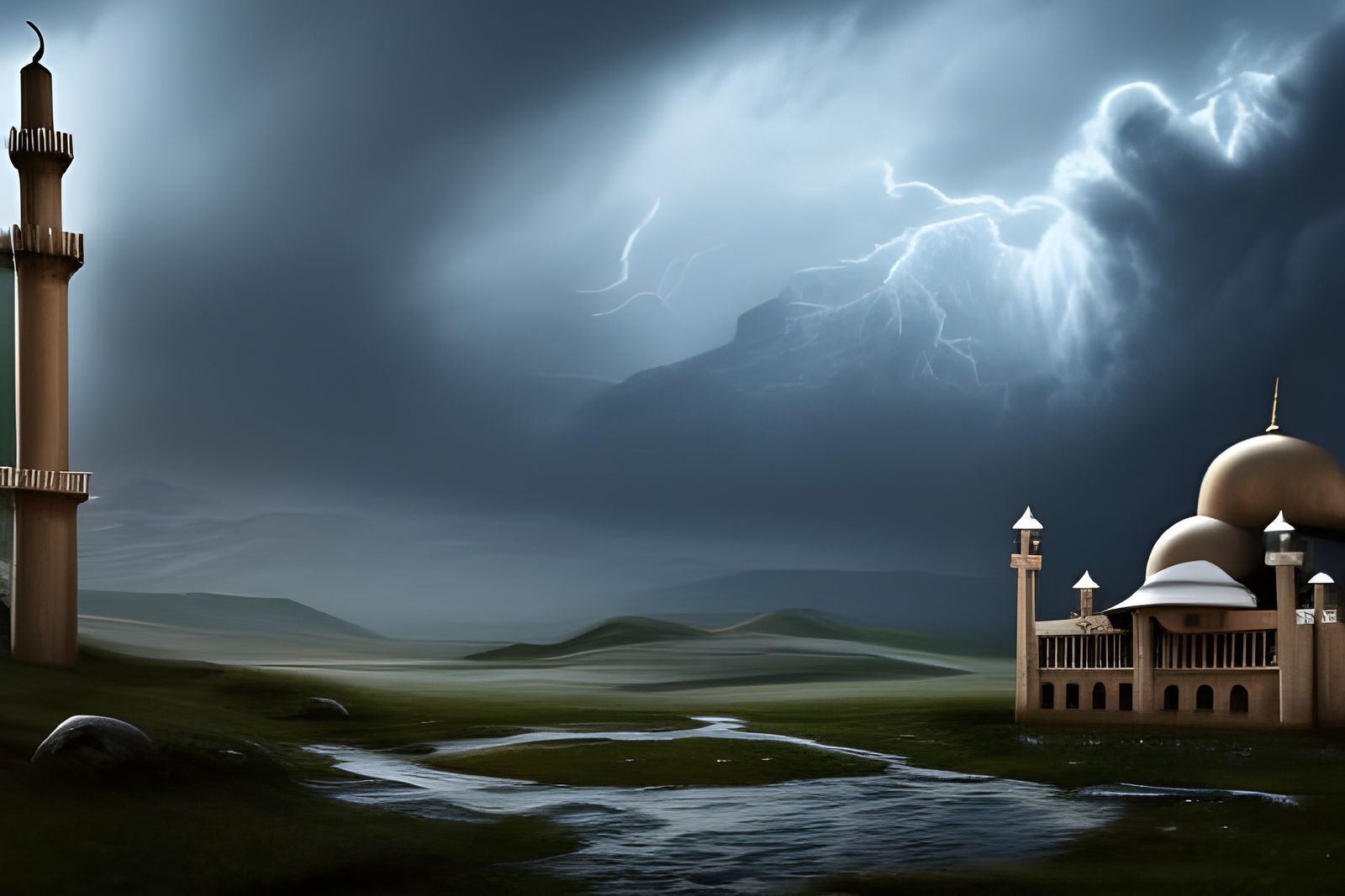Masjid on top of a mountain landscape - AI Generated Artwork ...