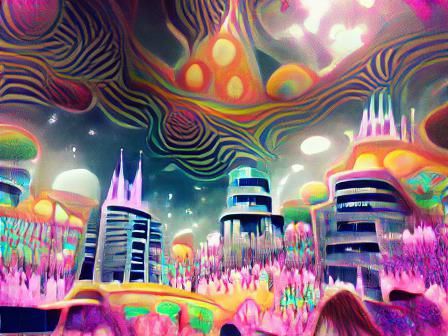 Psychedelic space city scape - AI Generated Artwork - NightCafe Creator