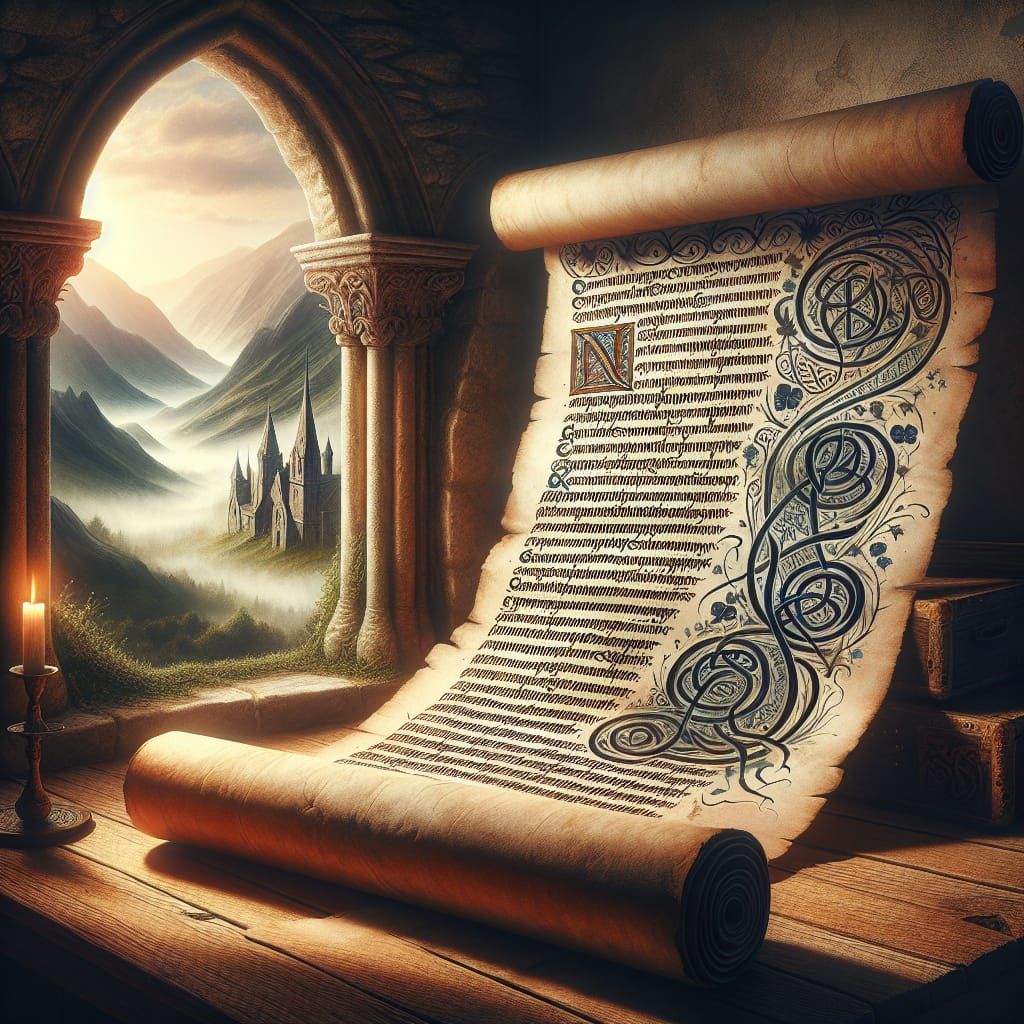 Calligraphic Scroll - AI Generated Artwork - NightCafe Creator