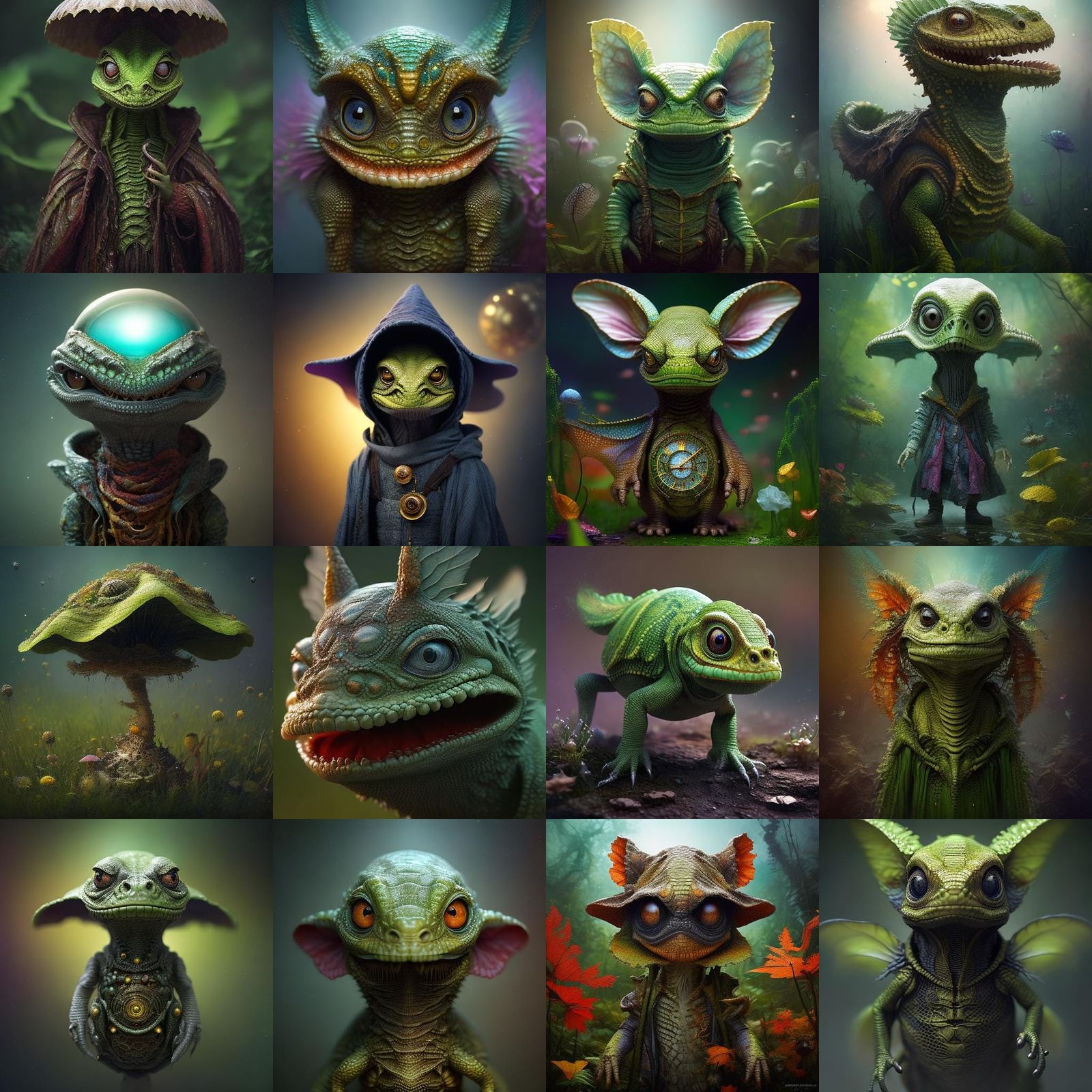 Insanely cute baby reptile alien wizard fungus - AI Generated Artwork ...