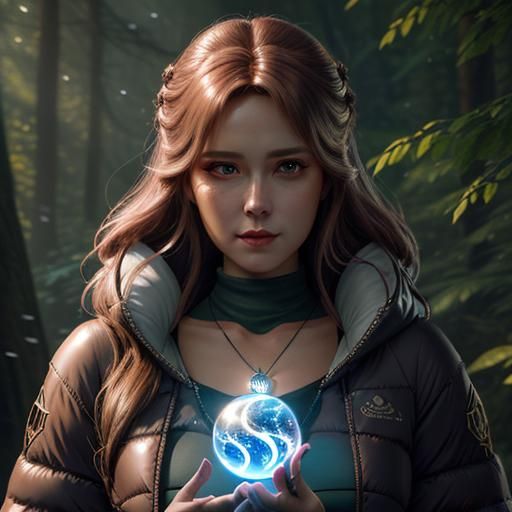 Mystical like fairy tale character beautiful and stunning female wizard ...